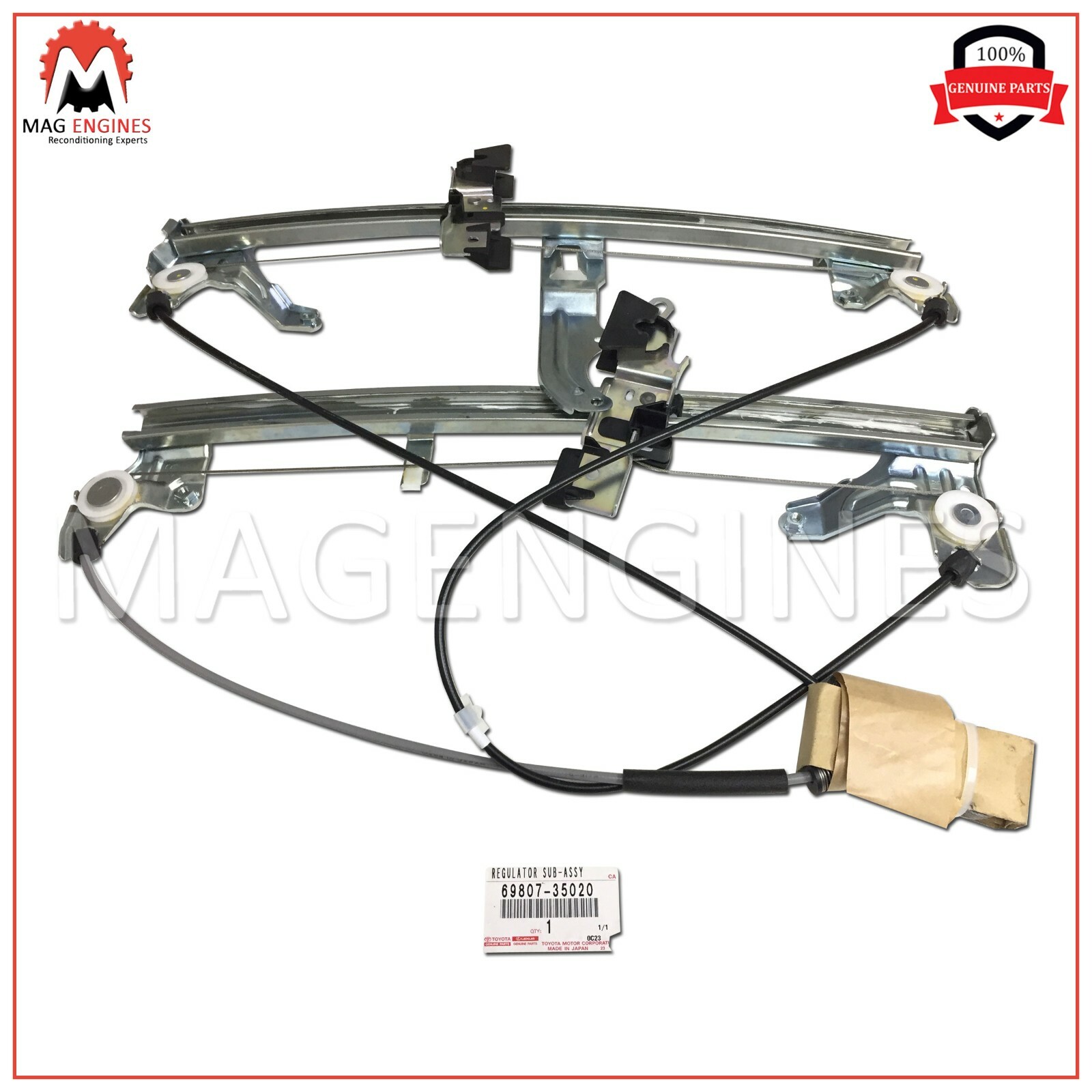 69807-35020 GENUINE OEM REGULATOR SUB-ASSY, BACK DOOR POWER WINDOW ...