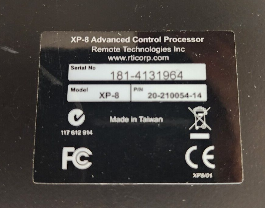 RTI XP-8 Advanced Control Processor Remote Technologies Inc. Tested ...
