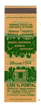 CAFE EL PORTAL matchbook matchcover - SAN FRANCISCO, CALIFORNIA | eBay