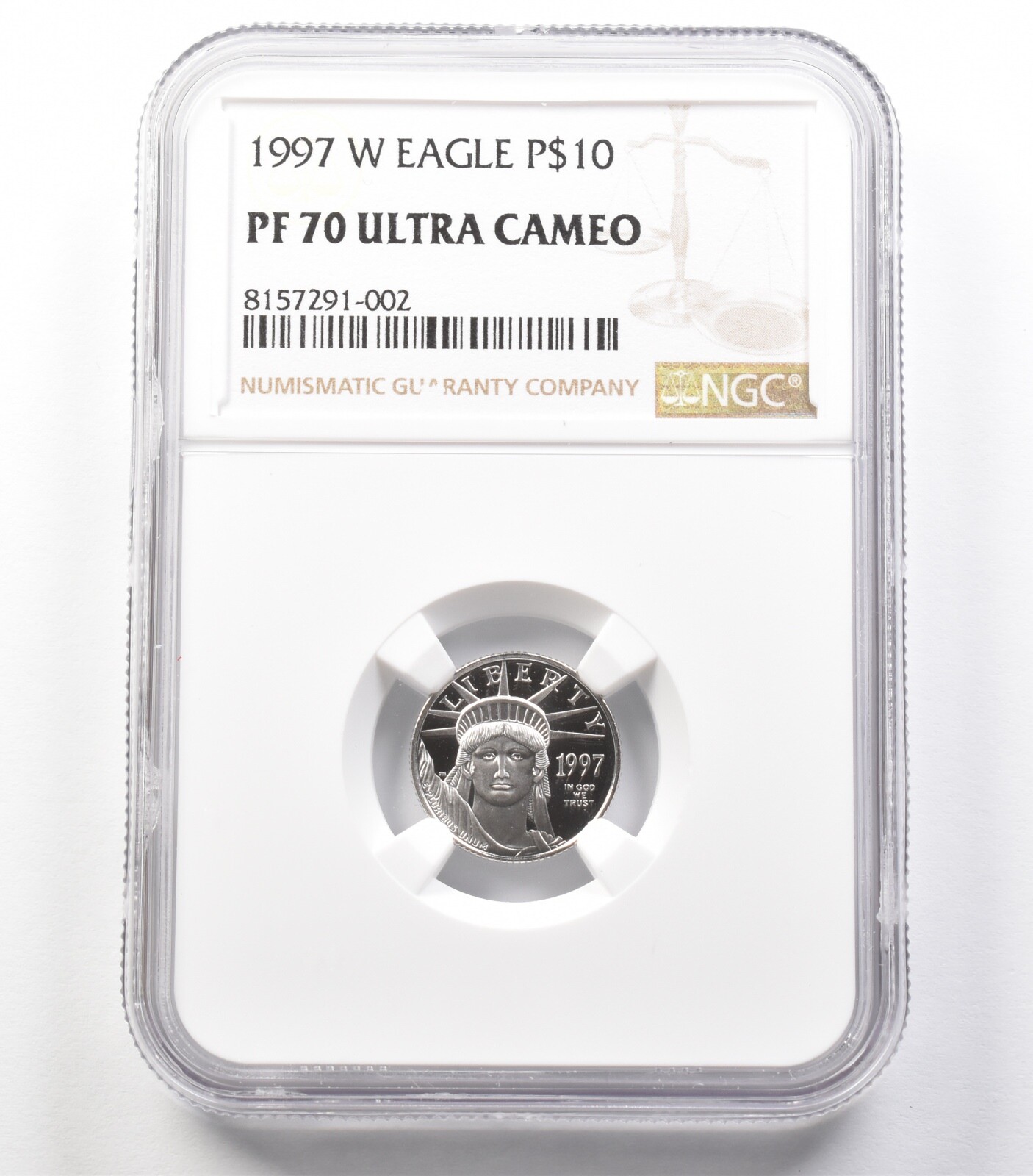 1997-W $10 American Platinum Eagle 1/10 Oz Platinum PF70 UCAM NGC *3670 ...