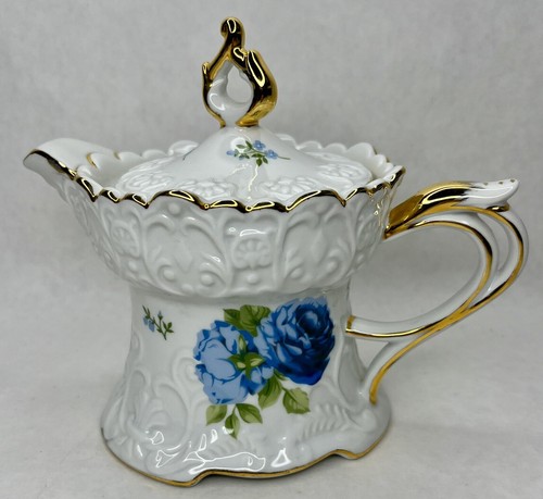 Nantucket Blue Floral Gold Rimmed Miniature Tea Pot VTG , VGC | eBay