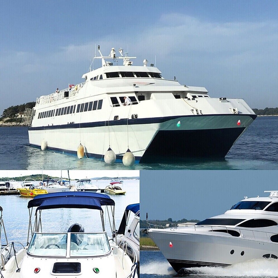 RED&GREEN LED NAVIGATION LIGHTS WHITE HOUSING-Port/Starboard Boat/Nav ...