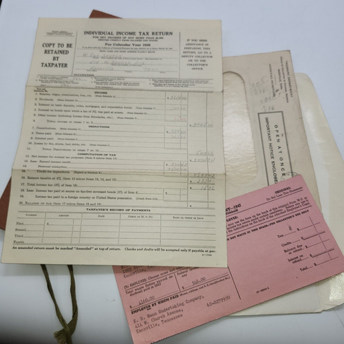 Vintage original form 1936 IRS personal Tax Returns | eBay