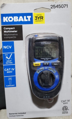 *NEW* Kobalt Compact Multimeter Cat IV 600v NCV Tester w/Flashlight ...