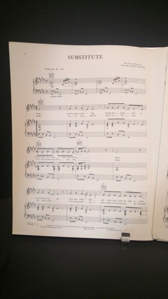 RARE 1978 Substitute Sheet Music Clout Piano Voice Guitar Cover Art 70s ...