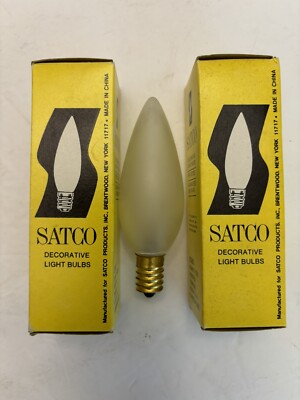 2 SATCO DECORATIVE LIGHT BULBS ~ S3380 25W 120V ~ FROSTED TORPEDO ...