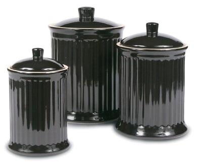 Simsbury Ceramic Canister Set of 3 in Black by Omni Housewares | eBay