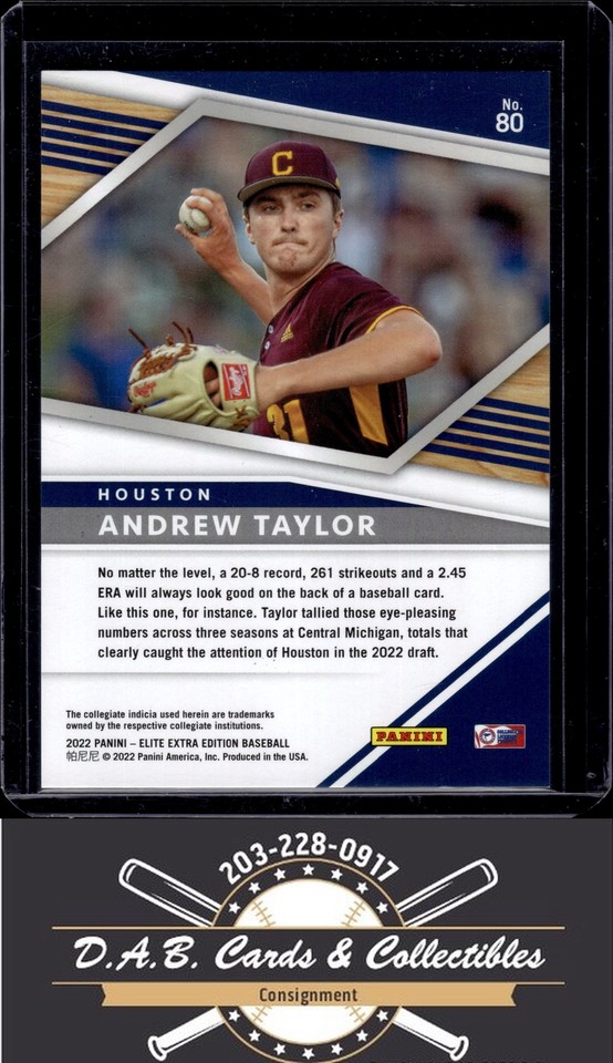 2022 Panini Elite Extra Edition #80 Andrew Taylor #/999 Houston Astros ...