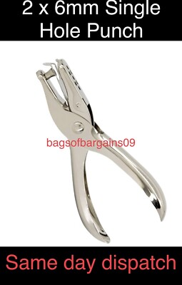 2 X Hole Puncher Paper Metal Hand Held Single Hole Paper Puncher 6mm ...