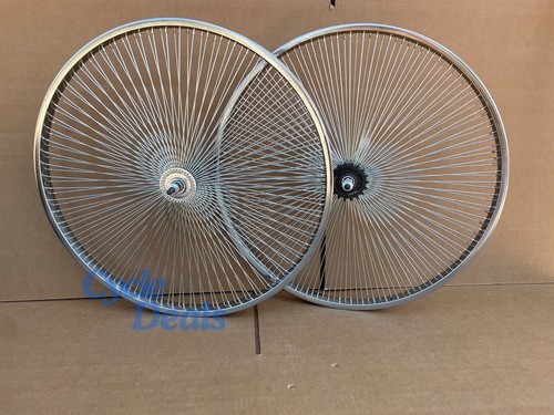 Bicycle 26" Steel Chrome Wheels 140 SPOKES Front/ Rear CRUISER LOWRIDER ...