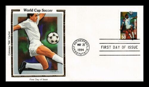 SOCCER WORLD CUP 1994 COLORANO SILK CACHET FDC MUSCULAR PLAYER UNADDR ...