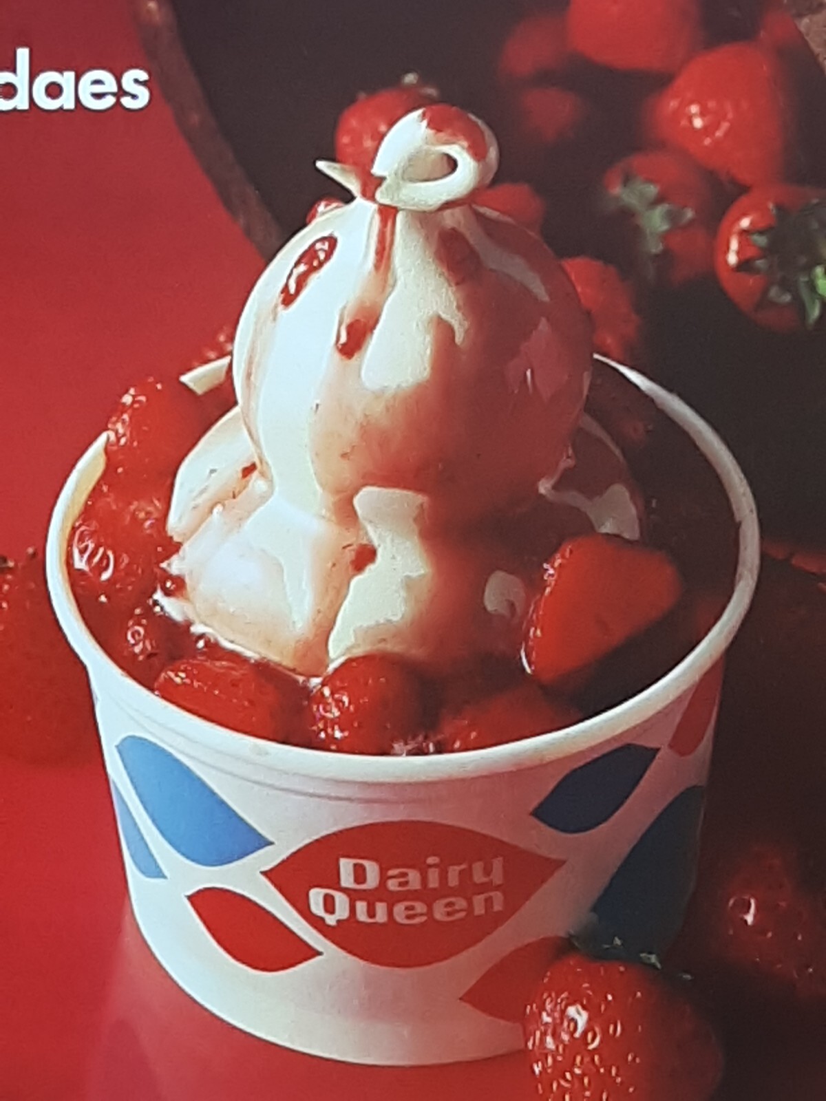 1967 Dairy Queen DQ Poster Sign Strawberry SUNDAES Icecream Ice Cream ...