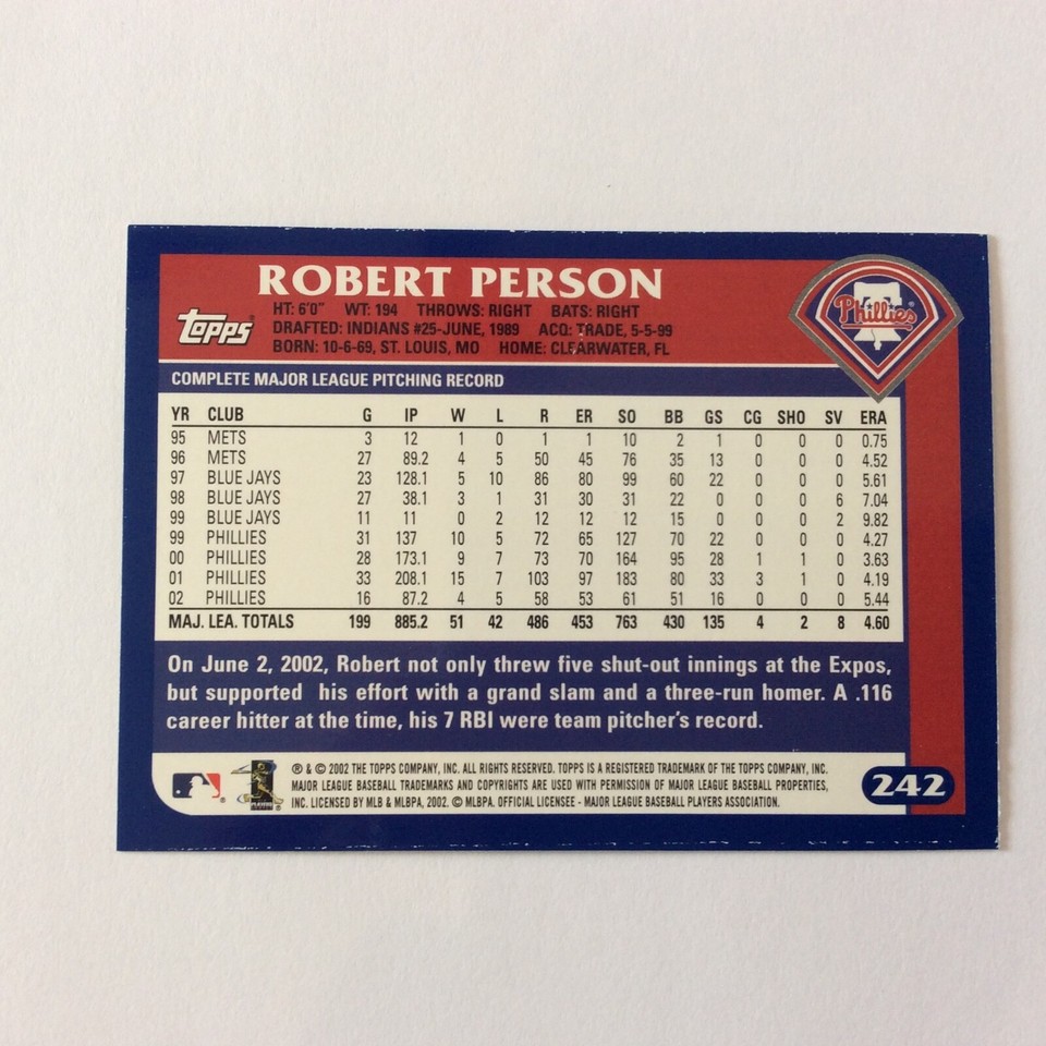 2003 Topps #242 Robert Person Philadelphia Phillies | eBay