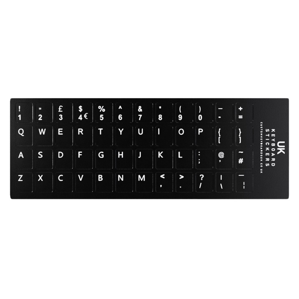 UK ENGLISH KEYBOARD STICKERS Black QWERTY Keyboard Desktop, Laptop ...