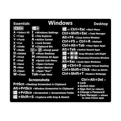 For PC Laptop Windows PC Reference Keyboard Shortcut Stickers Adhesive ...