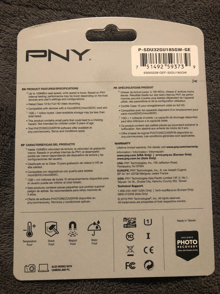 New PNY HD 32GB Micro SDHC Flash Elite Memory Card Video Camera Drone ...