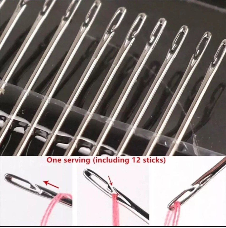 4x Packs Self Threading Easy Thread Sewing Needles Mixed Sizes ...