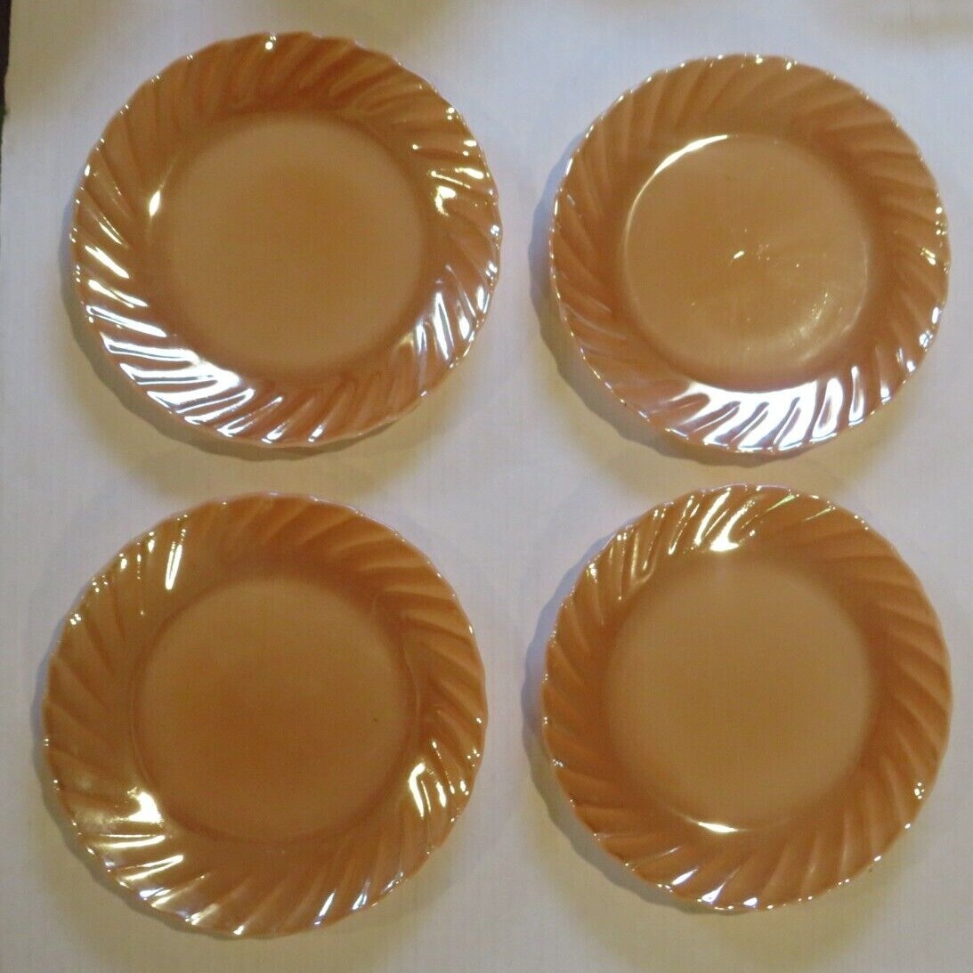 Vintage Termocrisa Mexico Carnival Swirl Iridescent Peach Luster Salad ...