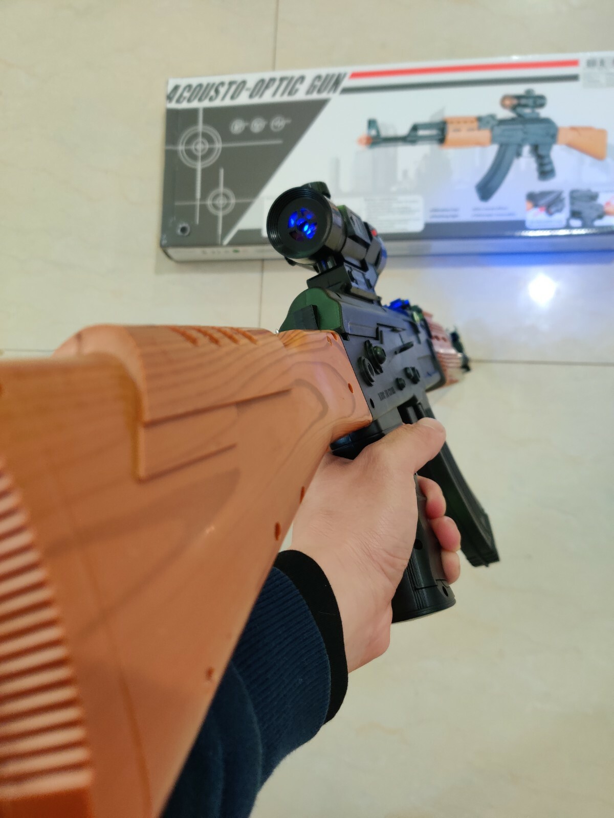 Electric Toy Gun AK47 Rifle Arm Special Force Vibration Light Sound ...