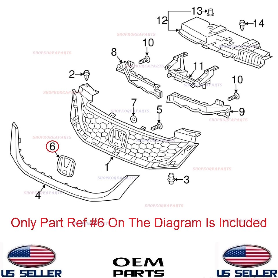 2008-2018 Honda Front Grille Emblem OEM | 75700TA0A00 | Genuine OEM ...
