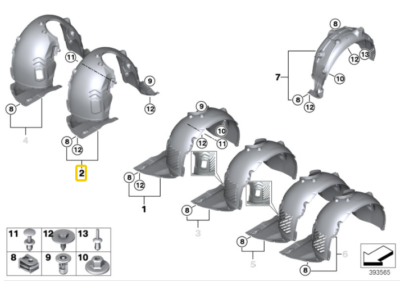 Genuine BMW 2' Series F46 F45 Cover For Wheelhousing Front Right ...