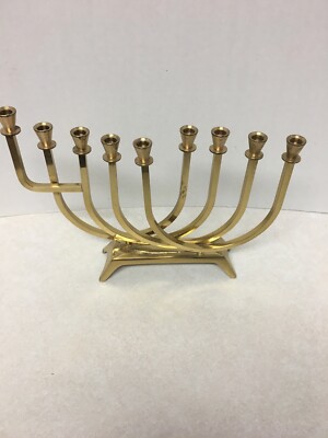 VINTAGE 9 CANDLE BRASS MENORAH WAINBERG ISRAEL MODERN DESIGN Hanukkah ...