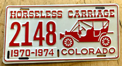 NICE! 1970 - 1974 COLORADO HORSELESS CARRIAGE AUTO LICENSE PLATE " 2184 ...