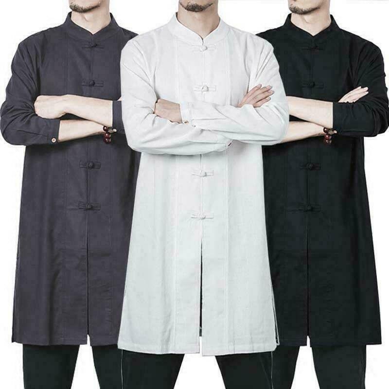 Chinese Traditional Men's Tang Kungfu Tai Chi Long Uniform Cotton and ...