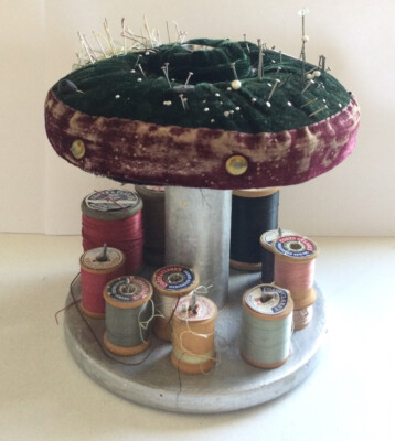 Vintage Wood Thread holder Sewing Stand With Pin Cushion Comes With ...