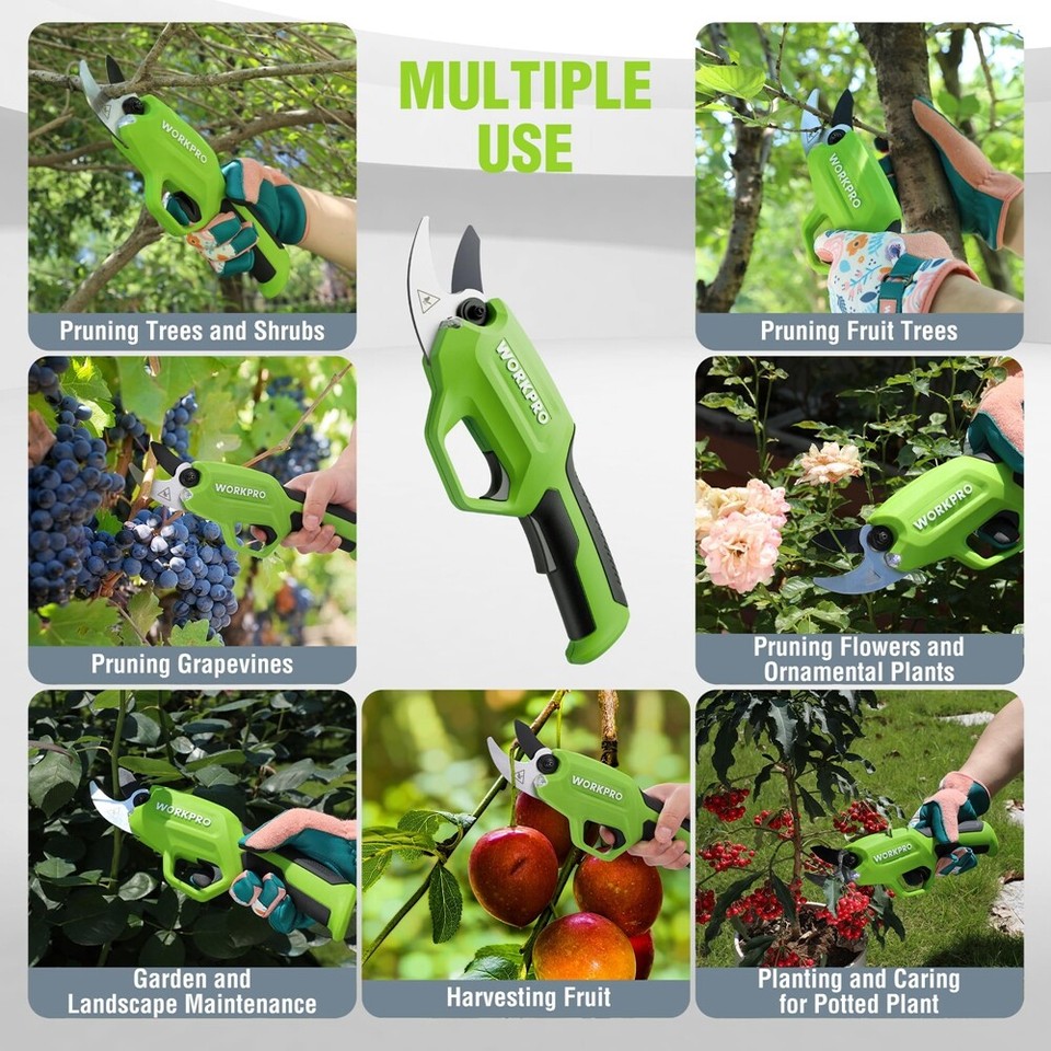 WORKPRO Rechargeable Electric Pruning Shear Cordless Tree Pruner Cutter ...