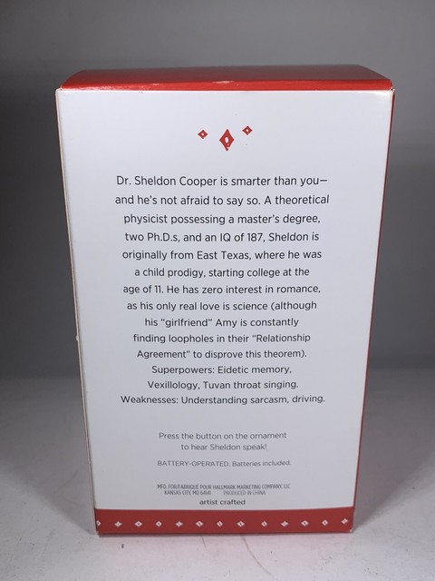 The Big Bang Theory Dr Sheldon Cooper Hallmark Ornament 2015 Magic ...
