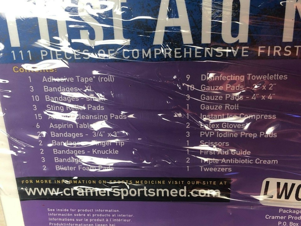 Cramer 111 Piece Comprehensive First Aid Kit 112000 for Team Coaches | eBay