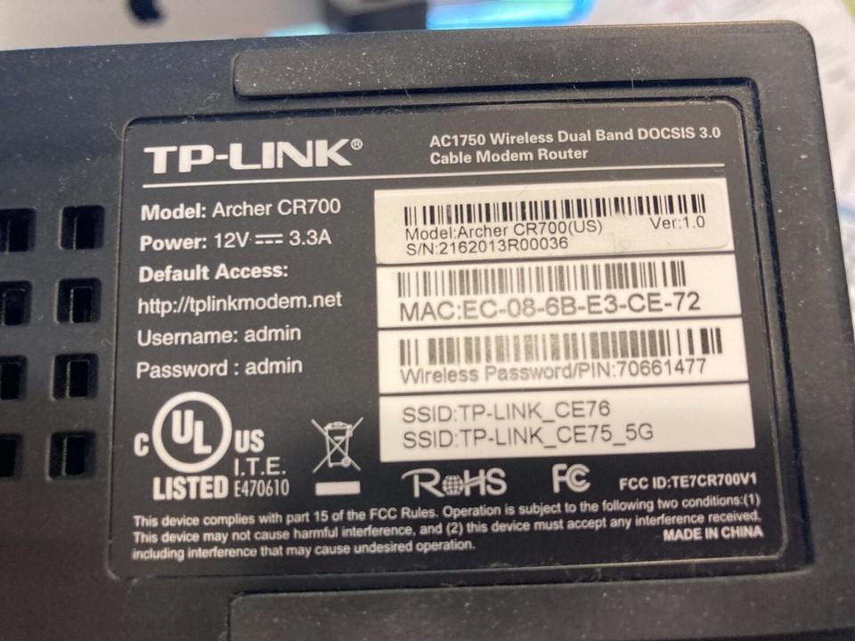 TP-LINK Archer CR700 Wireless Dual Band AC1750 DOCSIS 3.0 Cable Router ...