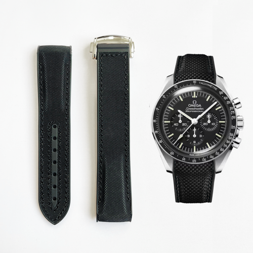 Sailcloth Rubber Curved Watch Strap Band & clasp For Omega Speedmaster ...