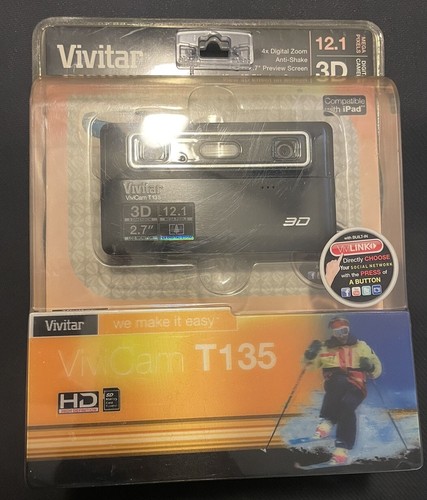 Vivitar Vivicam T135- 12.1MP Compact Digital Camera Black 2.7" LCD HD ...