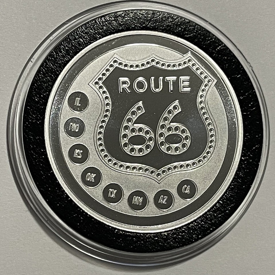 Get Your Kicks Route 66 Collectible Coin 1 Troy Oz .999 Fine Silver ...