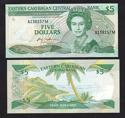 Eastern Caribbean 5 Dollars (1986-1988) P18m Montserrat Queen - UNC | eBay