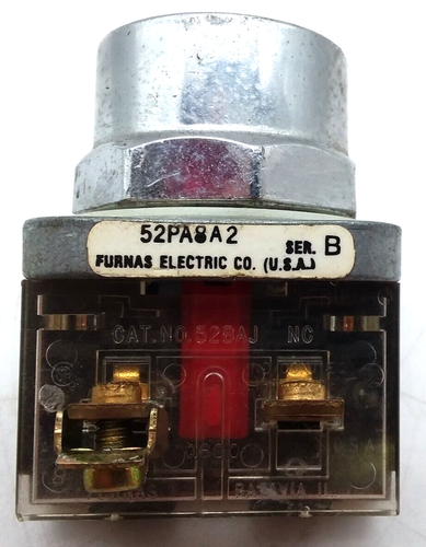 Furnas 52PA8A2 White Push Button w/52BAJ Contact Block | eBay
