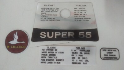 McCulloch Super 55 decal kit sticker kit | eBay