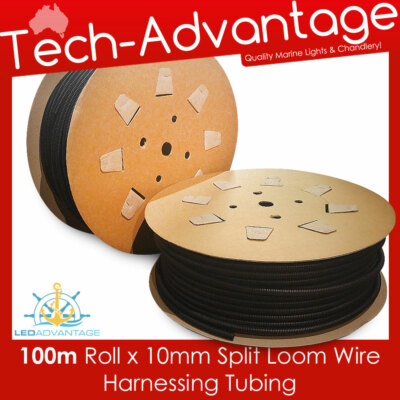 100M ROLL X 10mm BOAT CARAVAN ELECTRICAL CONDUIT WIRE SPLIT LOOM WIRING ...