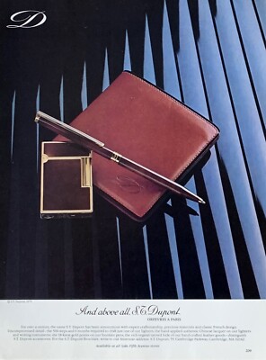 1980 S.T. DUPONT Paris Lighters Pens & Leather Goods French Design ...