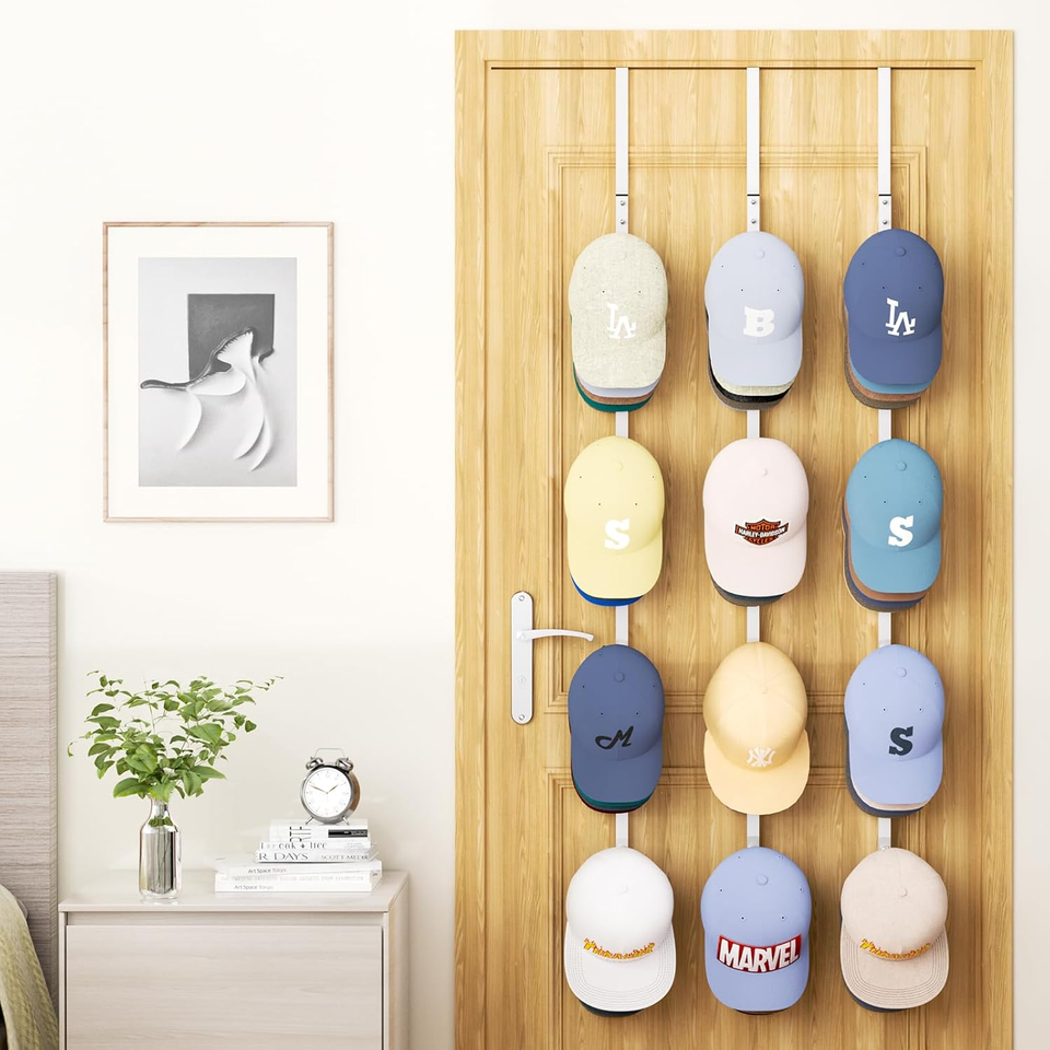 over Door Hat Organizer - 3 Packs Metal Hanging Hat Rack with 12 Hooks ...