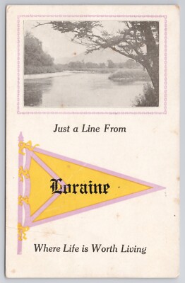 GREETINGS FROM LORAINE ILLINOIS, PENNANT FLAG GREETINGS, ADAMS COUTNY ...