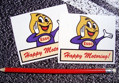 ESSO Oil Drip Person happy motoring classic Stickers Retro Vintage F1 ...