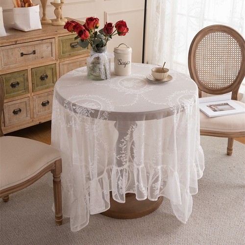 French Romantic Pastoral Lace Tablecloth Dessert Round Table Cover ...