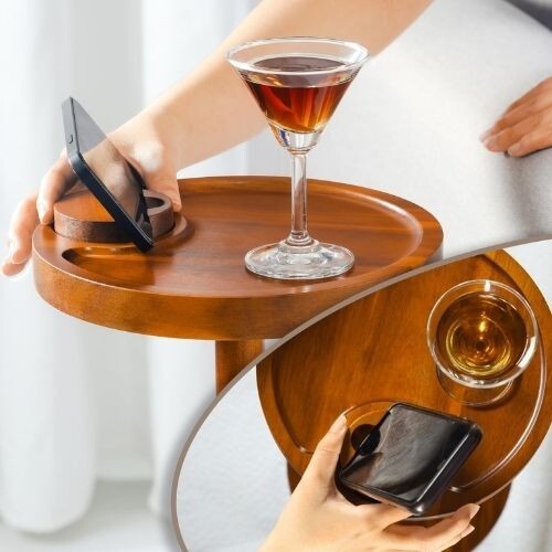 Pedestal Side Table Small Round Drink Table Martini-Cocktail Pedestal ...