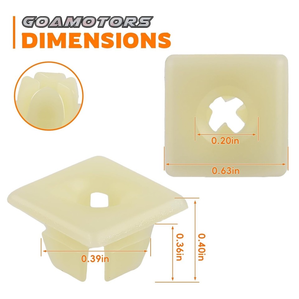 50Pcs License Plate Nylon Screw Inserts Fasteners Trim Nut Grommet Nut ...