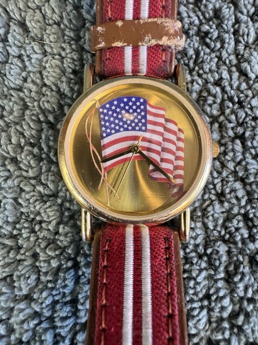 Unisex VALDAWN American Flag Patriotic 4th of July Gold Tone Watch ...