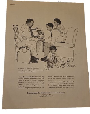 Mass Mutual Life Insurance Norman Rockwell Children 1956 Print Ad 10x13 ...