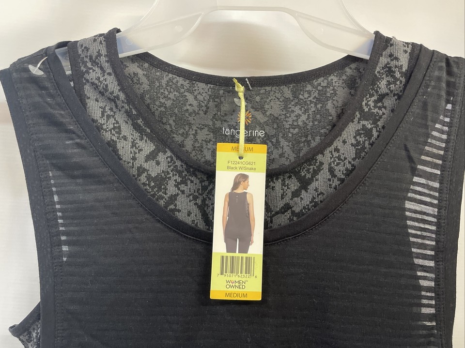 NEW Tangerine Active 2-in-1 Tank Top Women's M Black & Snake Soft ...